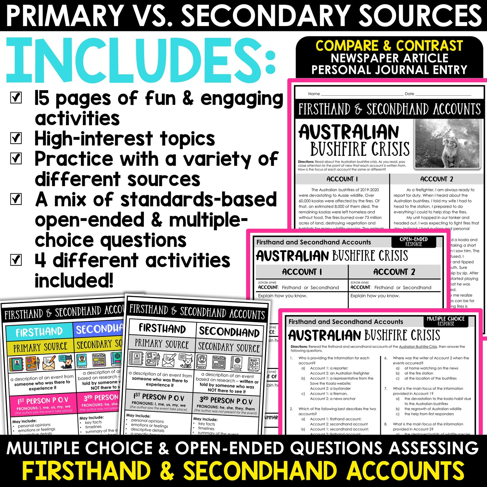 Primary & Secondary Sources Firsthand Secondhand Accounts Nonfiction ...