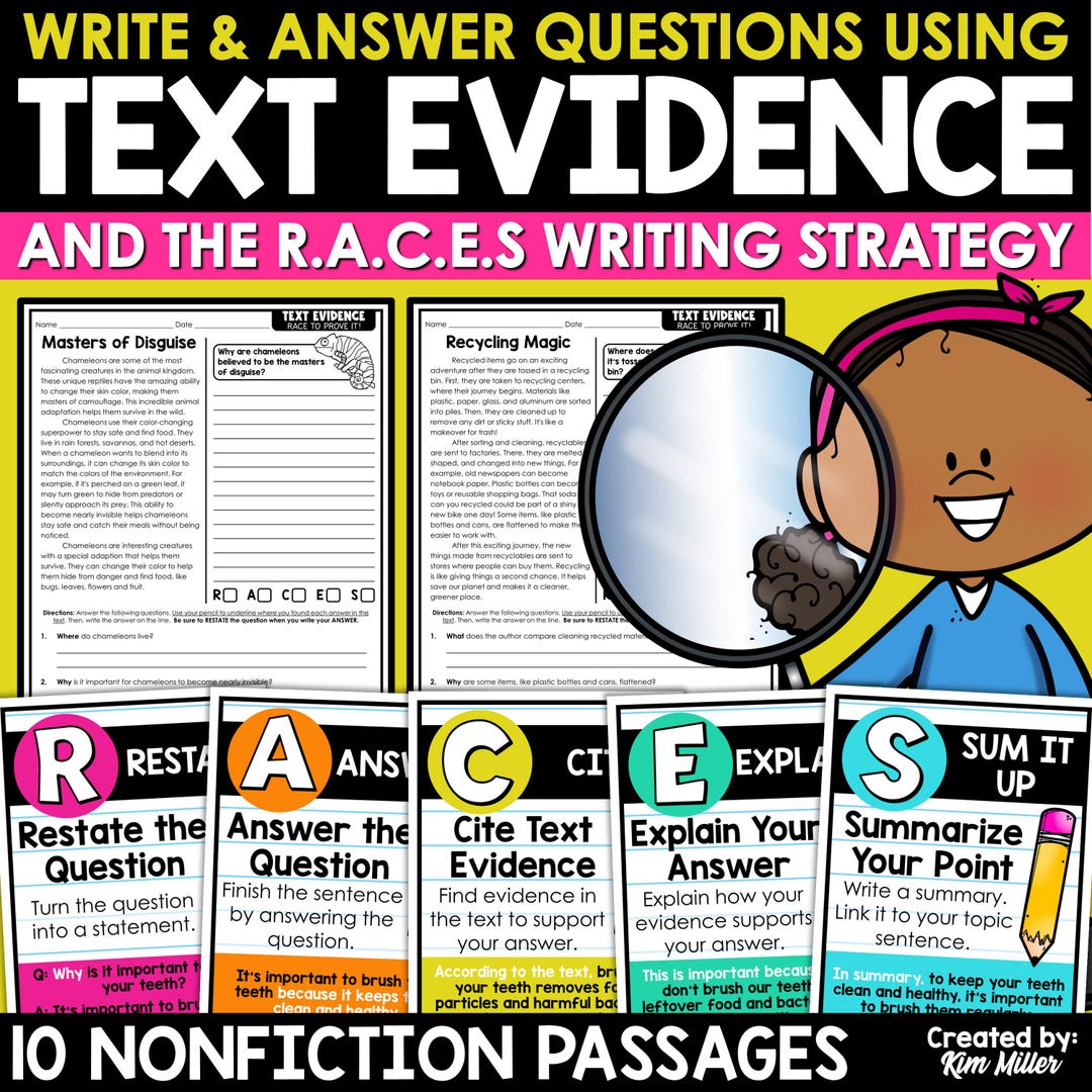 RACES Writing Strategy Posters & Anchor Chart | Text Evidence ...