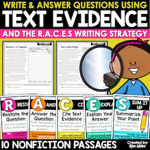 RACES Writing Strategy Posters & Anchor Chart | Text Evidence ...