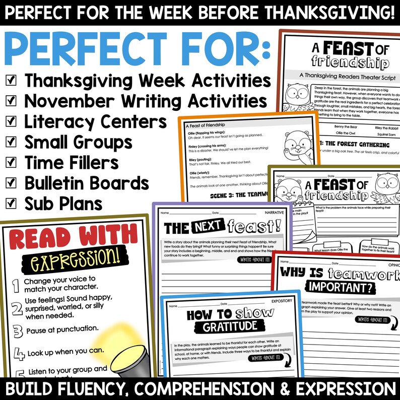 Thanksgiving Readers Theater Scripts, Thanksgiving Writing Prompts ...