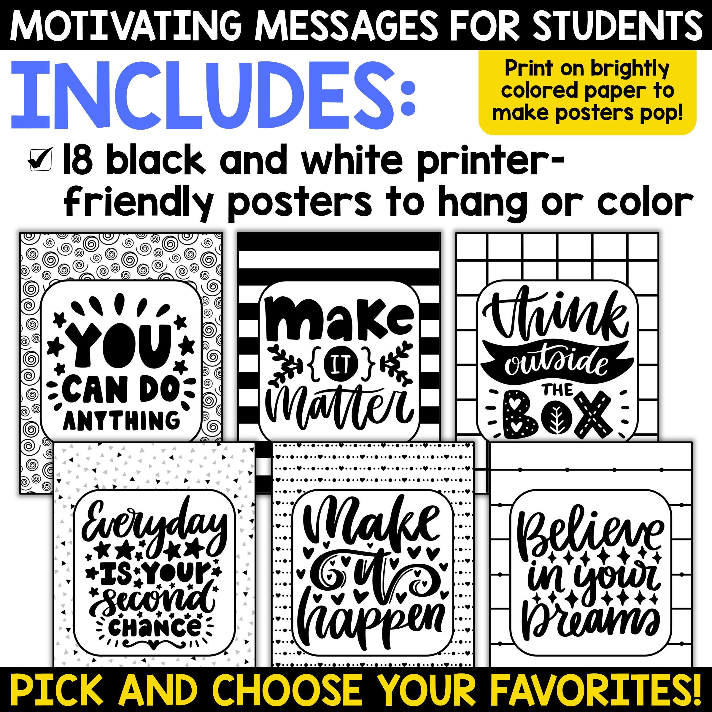 Testing Motivation Coloring Pages & Posters Test Prep Encouragement for ...