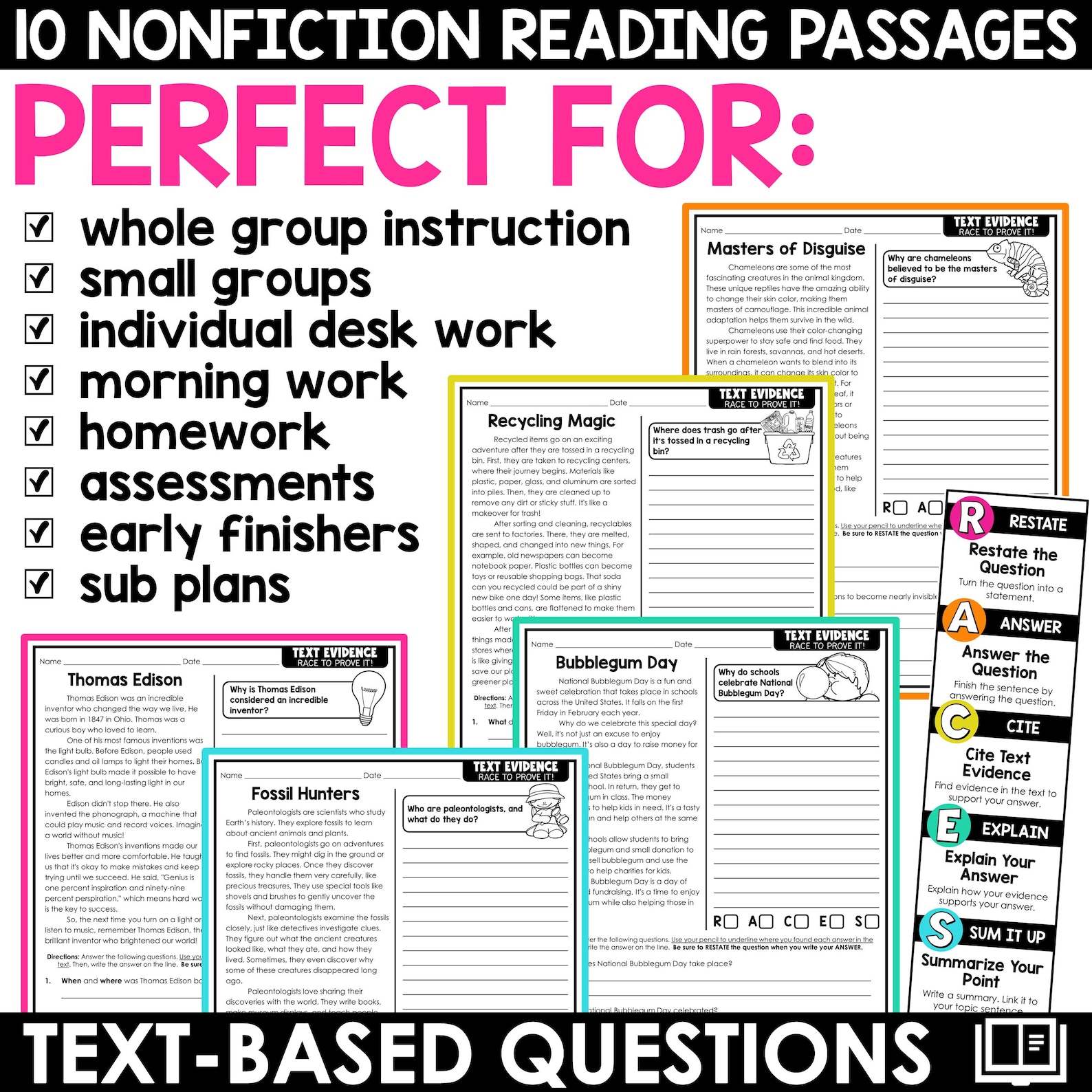RACES Writing Strategy Posters & Anchor Chart | Text Evidence ...