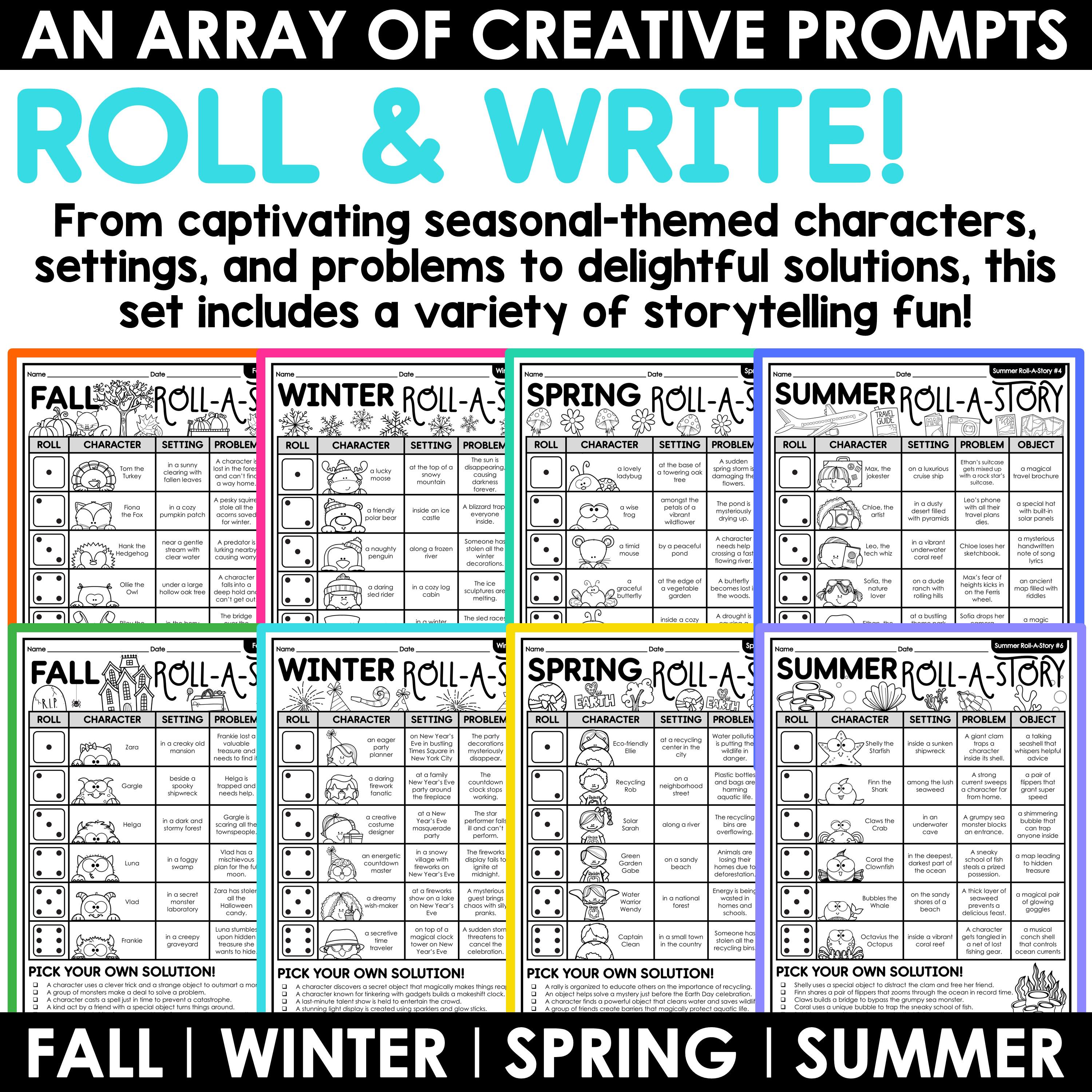 Writing Prompts for Kids Creative Writing Prompts Worksheets Roll and ...