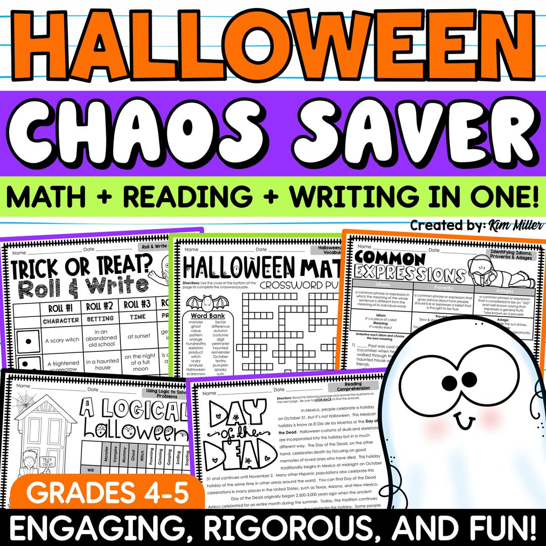 Halloween Activities Math Reading Writing Worksheets Printables, No ...