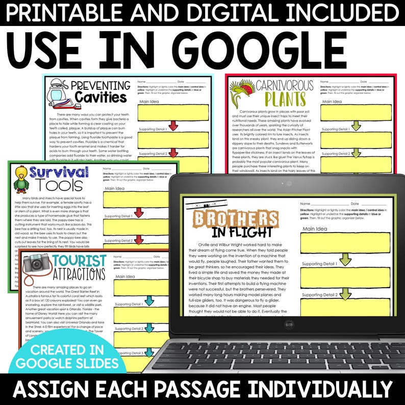 Main Idea and Supporting Details Worksheets 3rd, 4th, 5th Grade ...