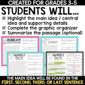 Main Idea and Supporting Details Worksheets Graphic Organizer Central ...