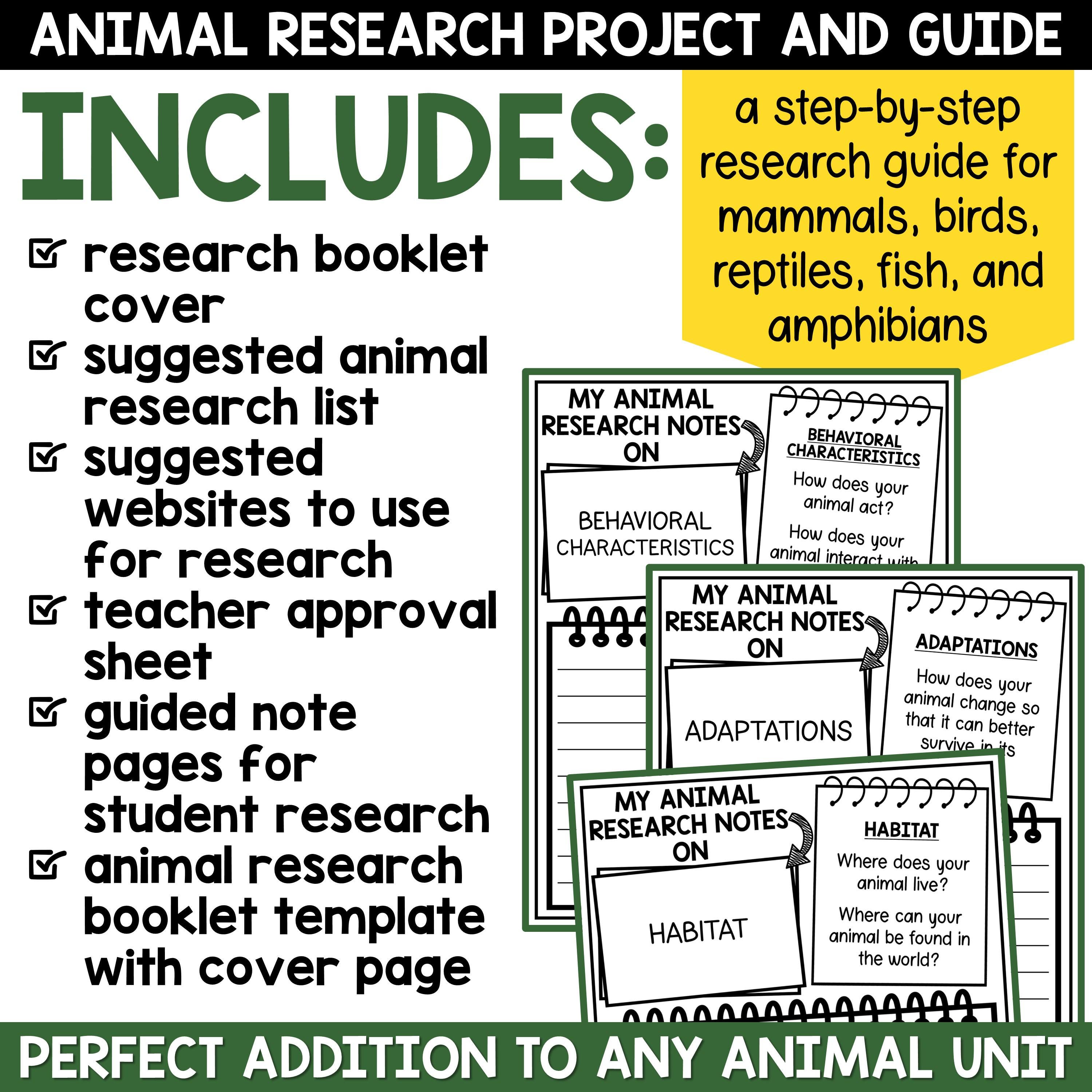 Animal Research Project Template | Report Notes & Writing Unit for ...