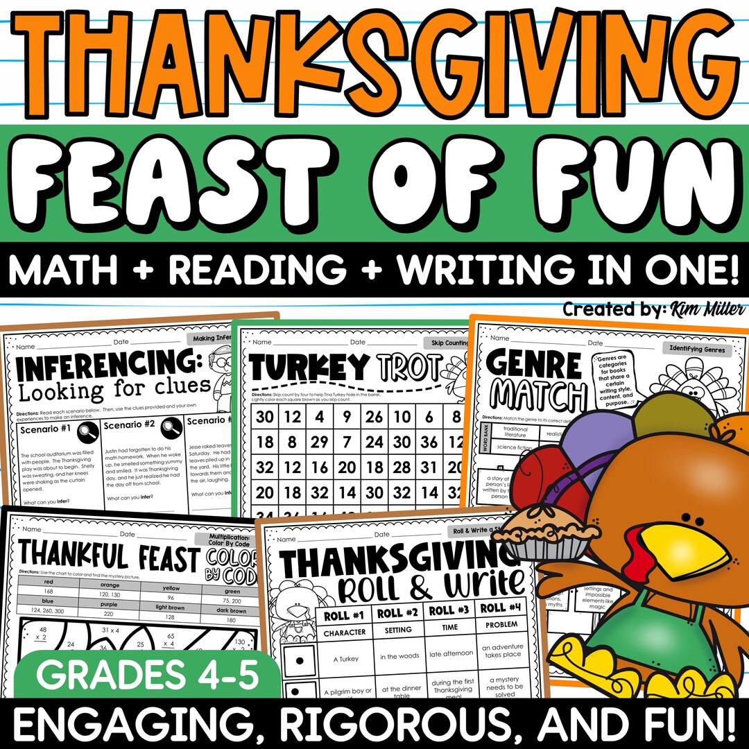 Thanksgiving Worksheets No Prep Reading, Writing, Math Activities ...