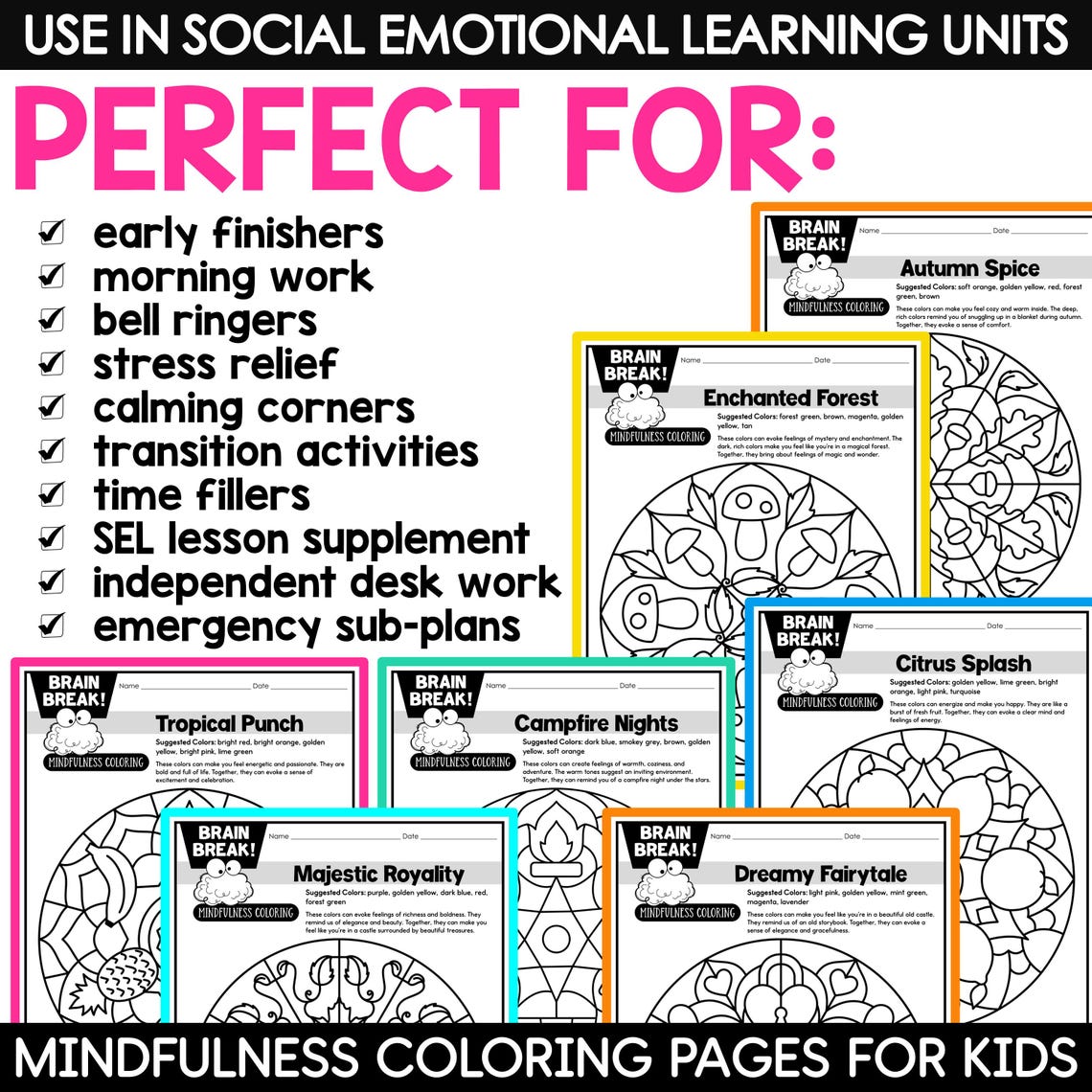 Mindfulness Coloring Pages Activities for Kids Coloring Pages for Kids ...