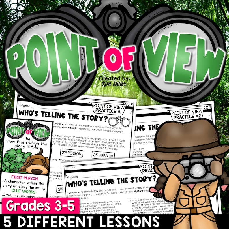 Point of View Anchor Chart, Worksheets, Printables, Short Stories for ...