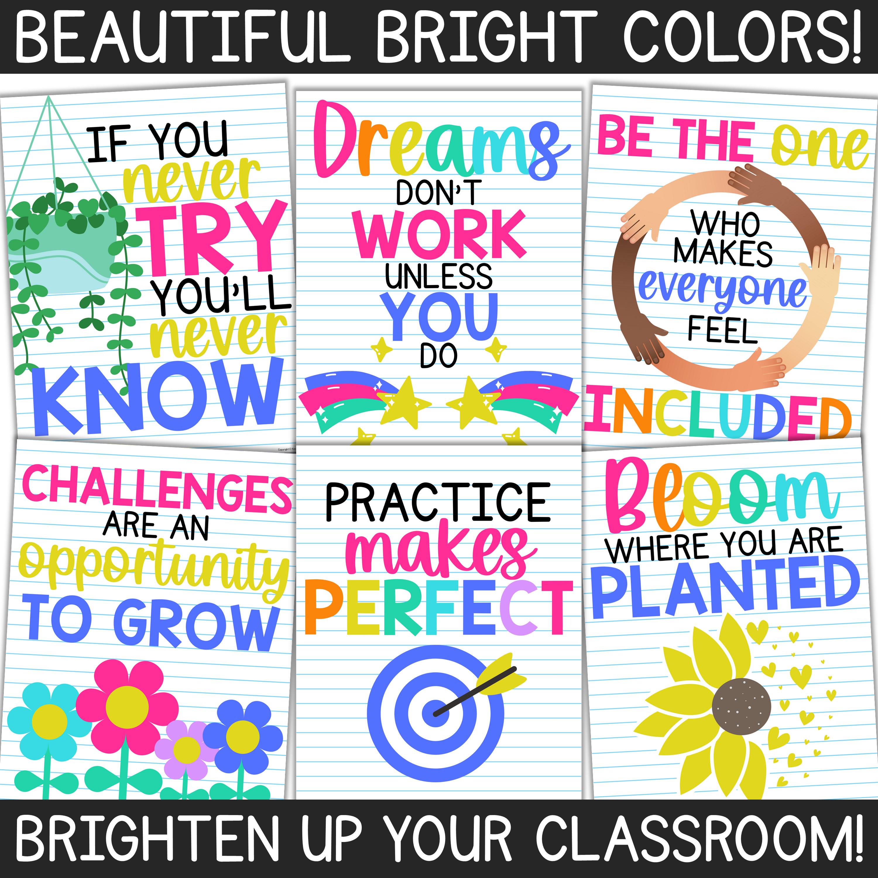Motivational Posters for Classroom | Bright Decor Rainbow Classroom ...