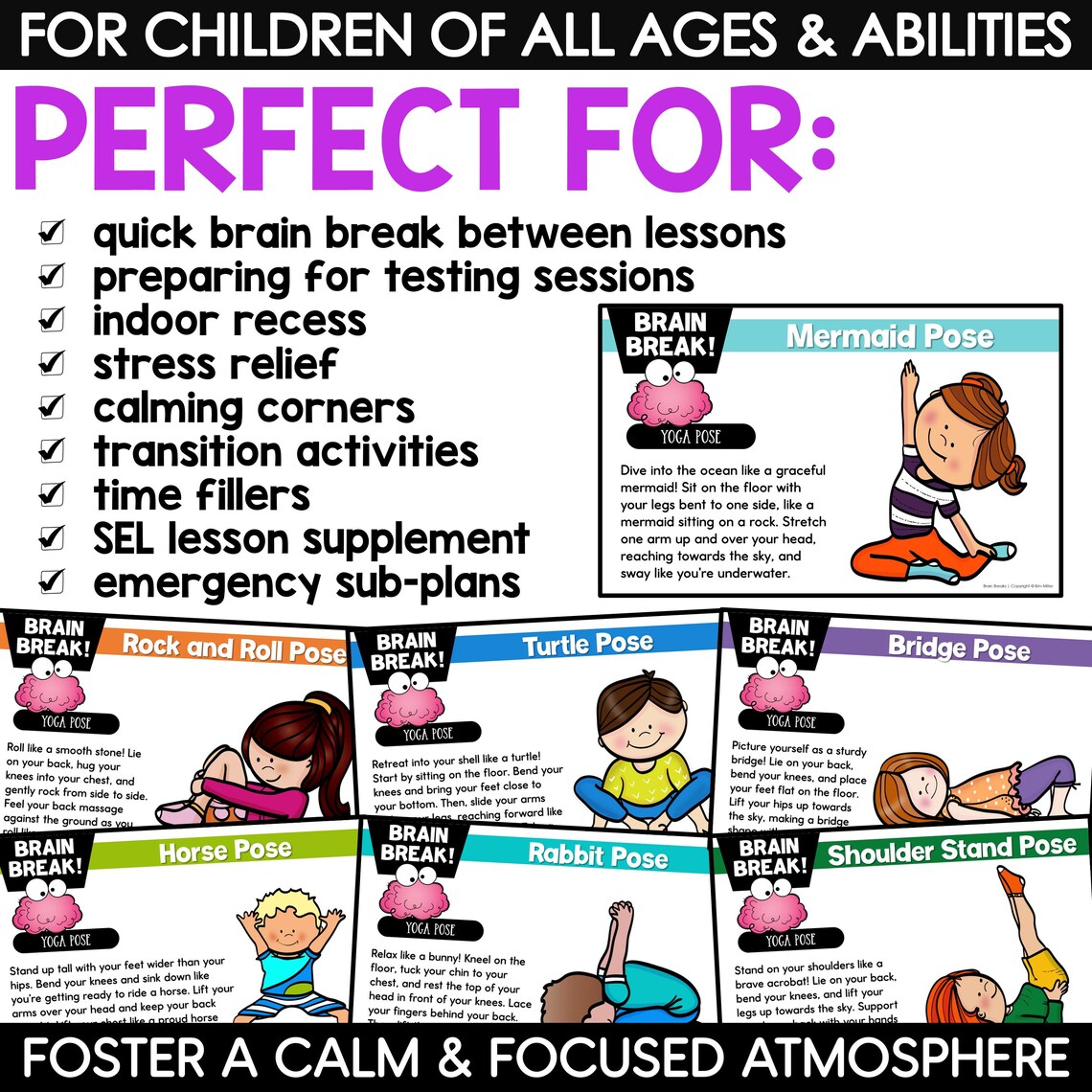 Mindfulness Activities for Kids | Kids Yoga Pose Cards | Brain Breaks ...