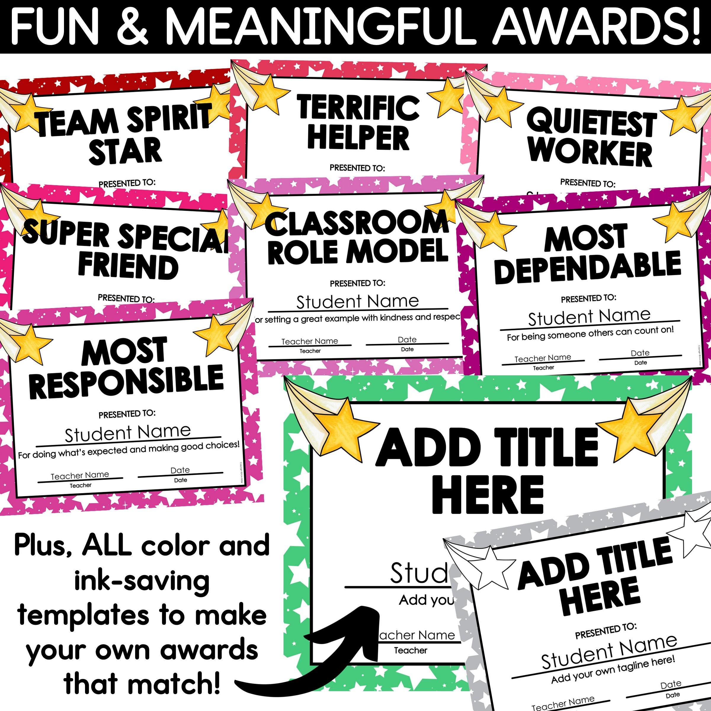 End of Year Awards Ceremony, Editable Superlative Awards for Teachers ...