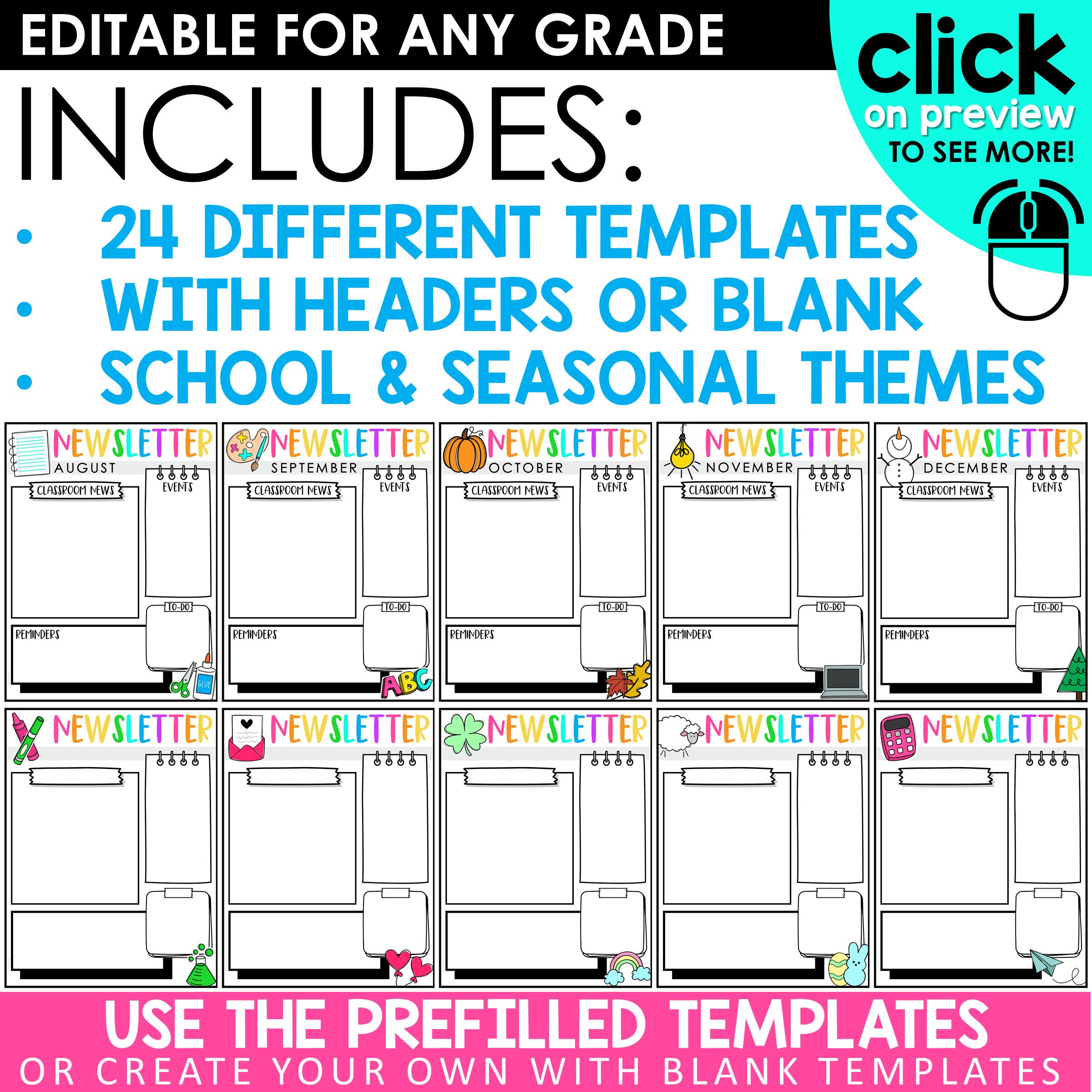 Editable Teacher Newsletter Templates for Parent Communication, School ...