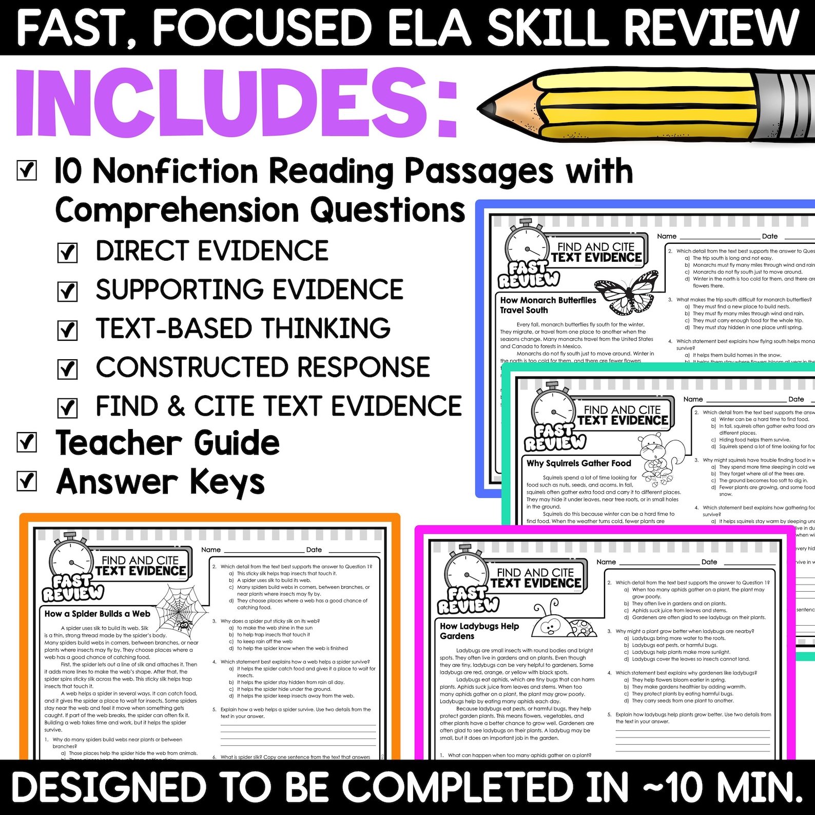 Text Evidence Passages for 3rd 4th 5th Grade | Reading ELA Test Prep ...