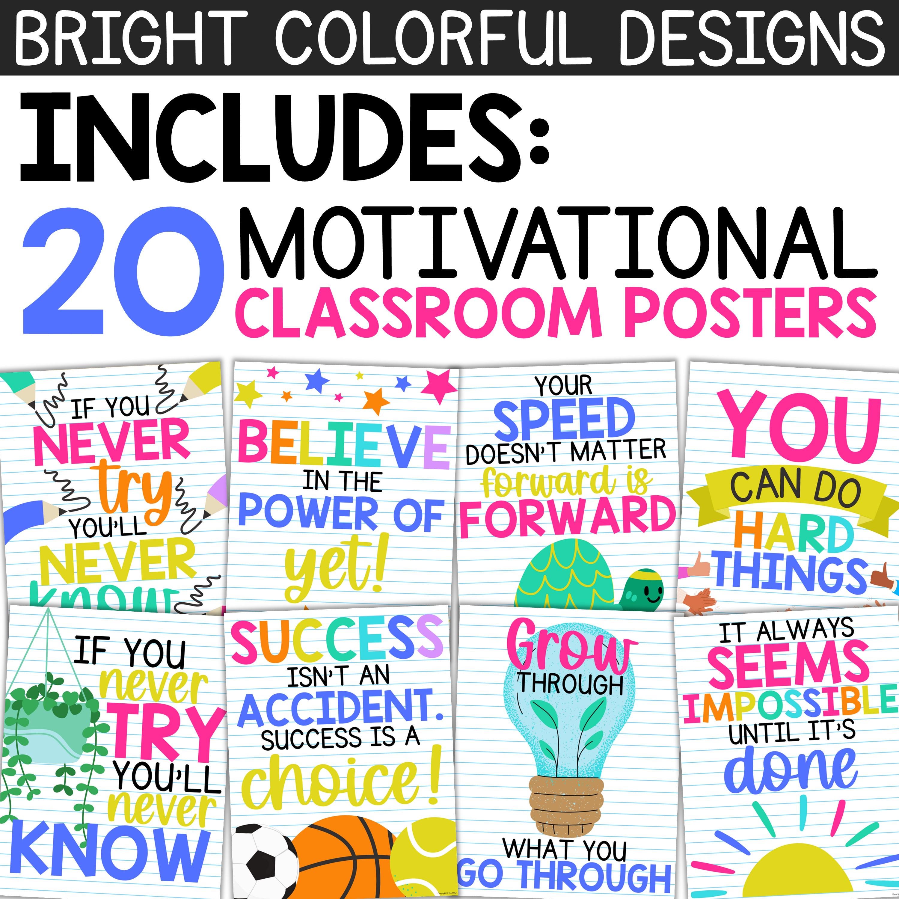 Motivational Posters for Classroom | Bright Decor Rainbow Classroom ...