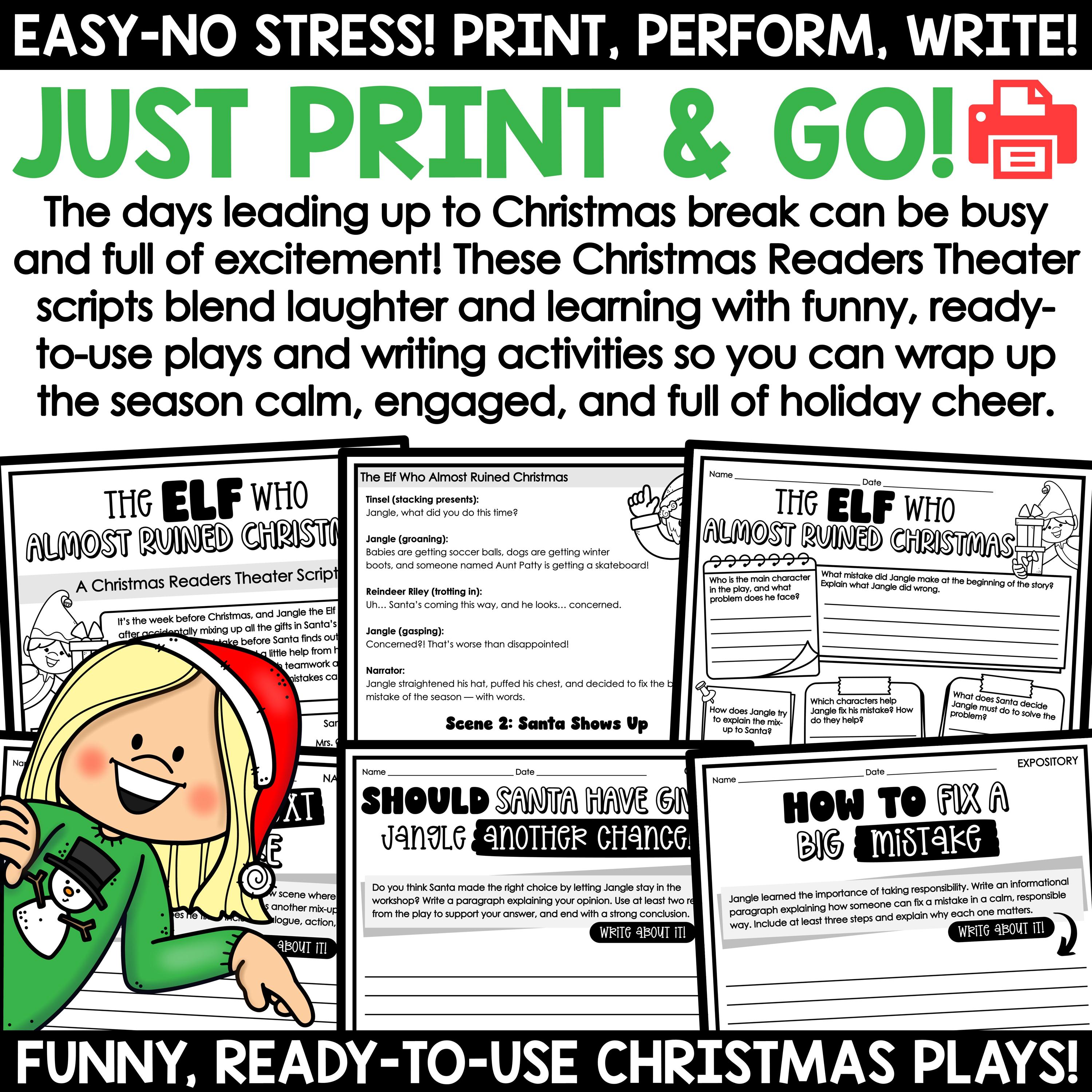 Christmas Readers Theater Scripts, Christmas Writing Prompts, December ...