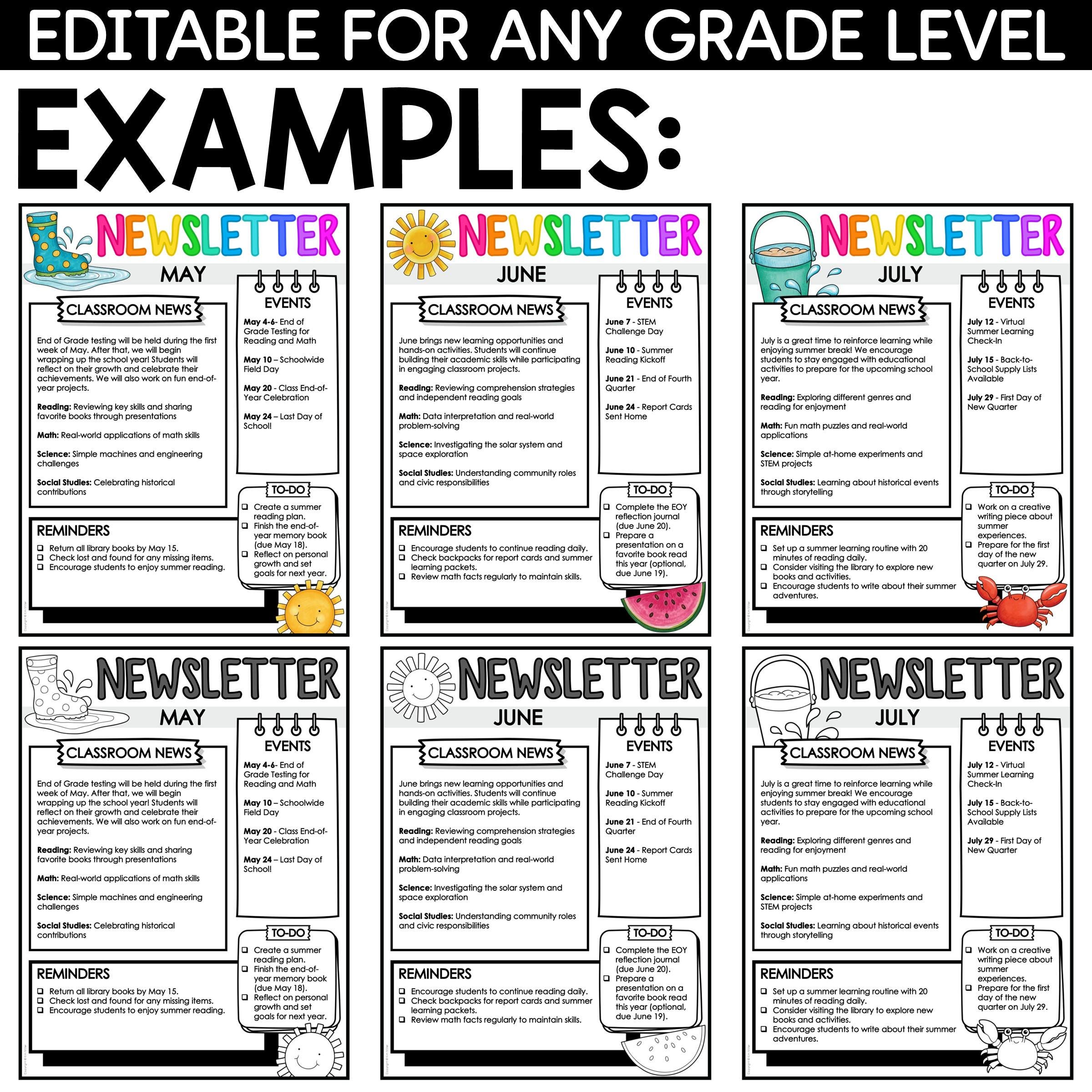 Editable Teacher Newsletter Templates for Parent Communication, School ...
