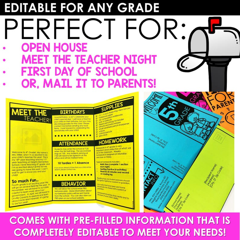 Welcome Back to School EDITABLE Letter Brochure Meet the Teacher ...