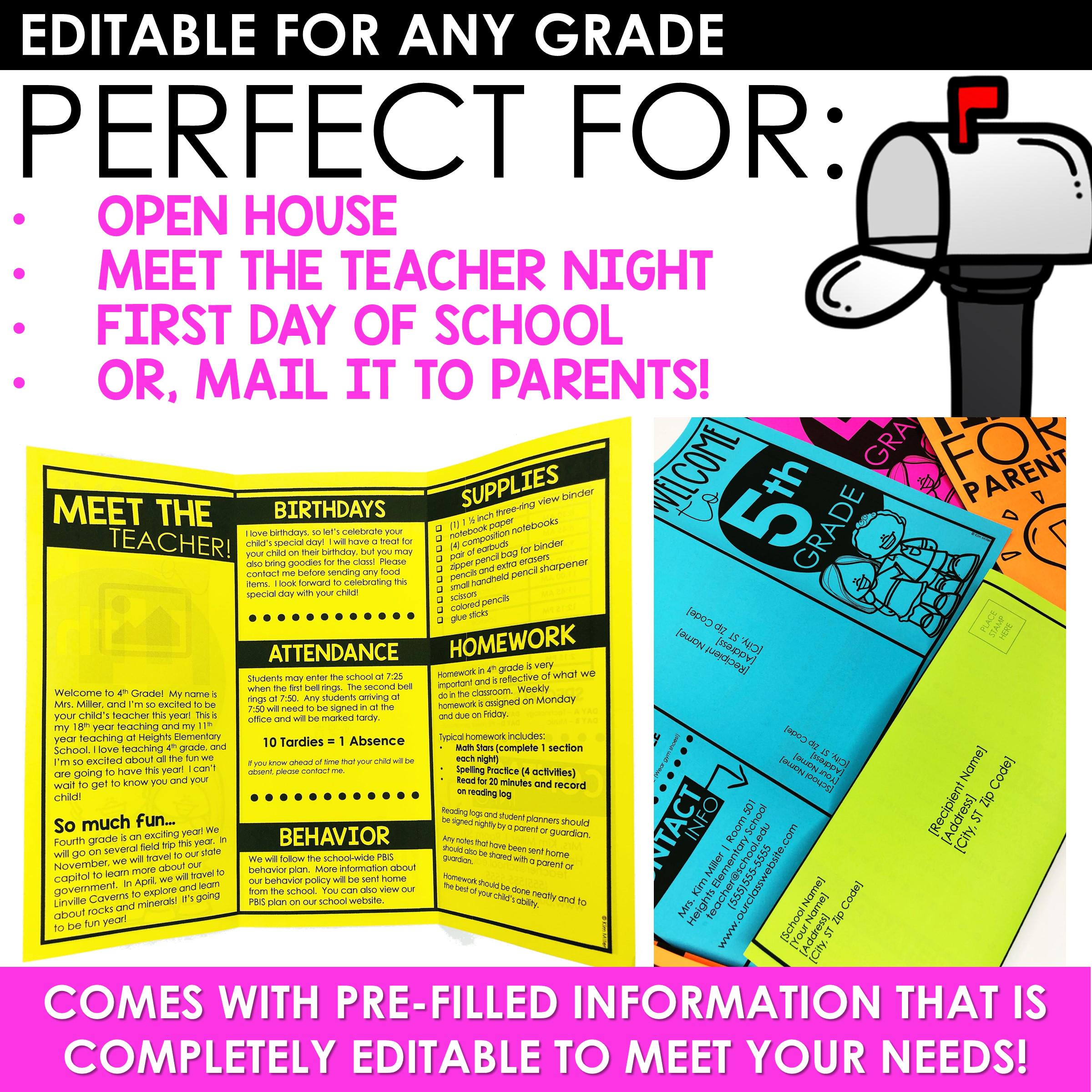 Welcome Back to School EDITABLE Letter Brochure Meet the Teacher ...
