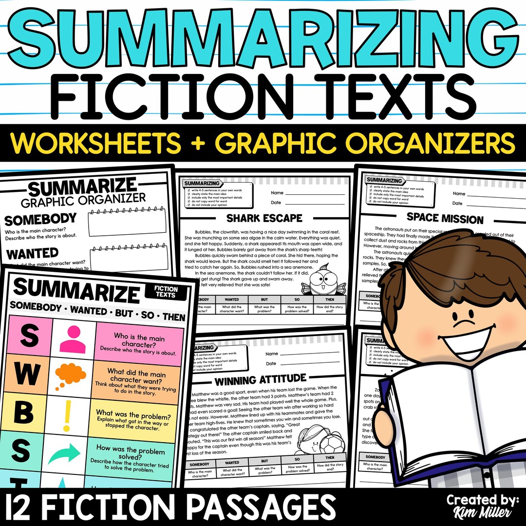 Summarizing Fiction Worksheets for Grades 3–5, SWBST Strategy, Reading ...
