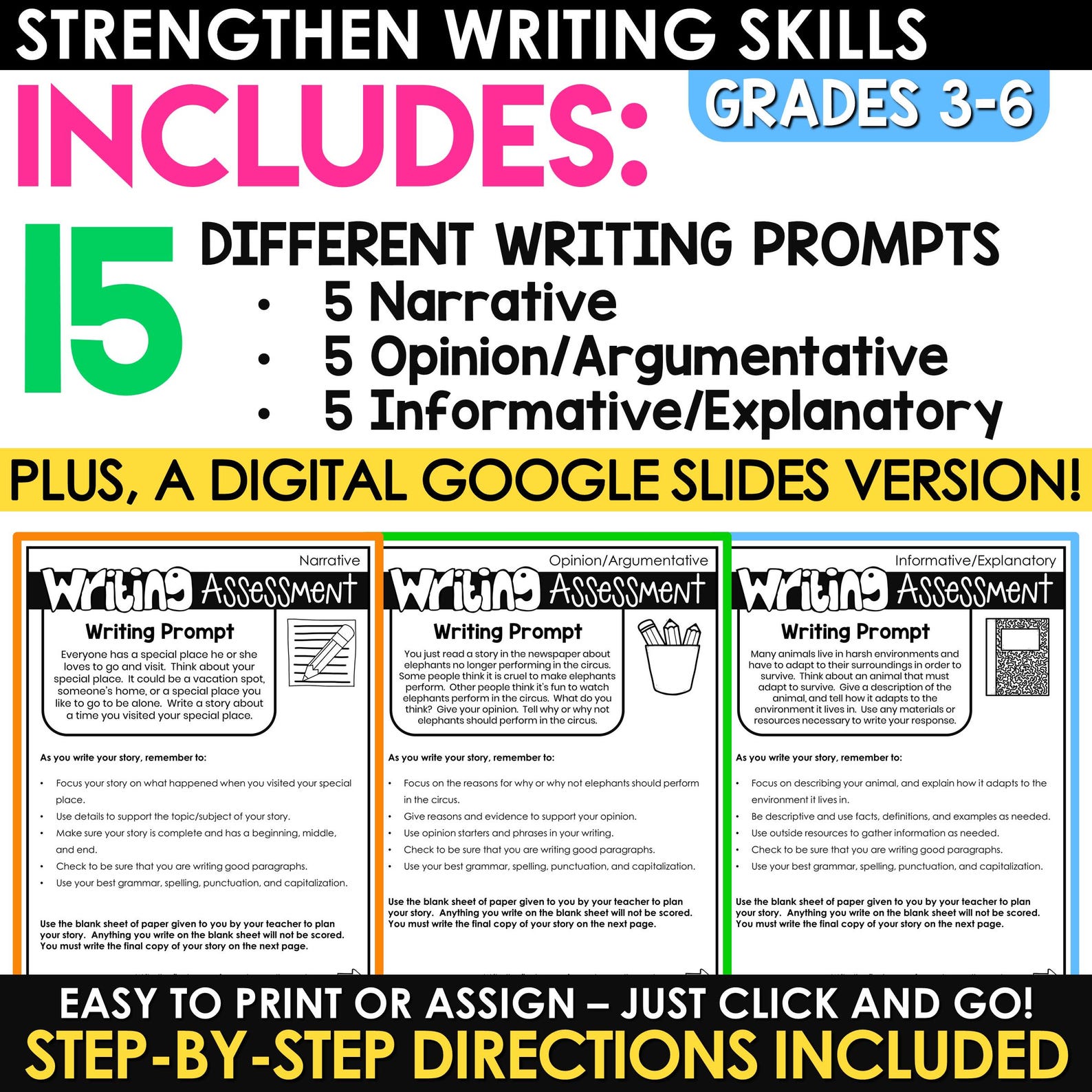 Writing Prompts for Kids Creative Writing Prompts Worksheets Narrative ...