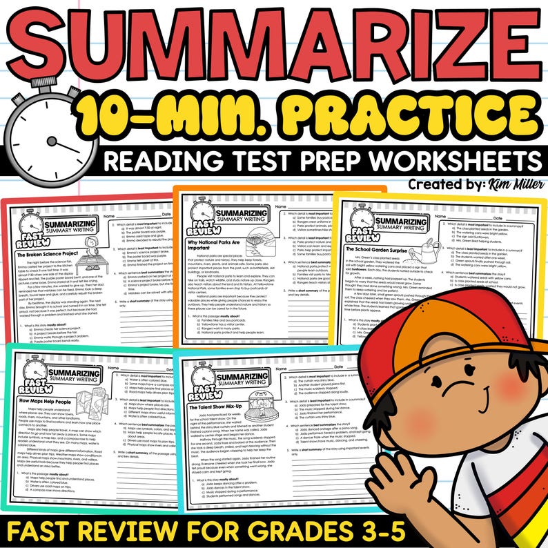 Summarizing Worksheets Summary Writing 3rd 4th 5th Grade Reading ELA ...