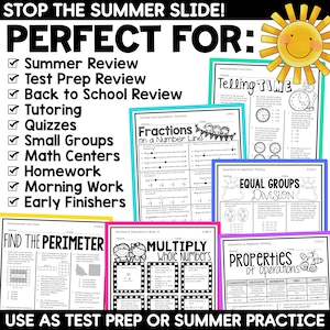 3rd Grade Math Review Summer Math Worksheet, 3rd Grade Math Printable ...