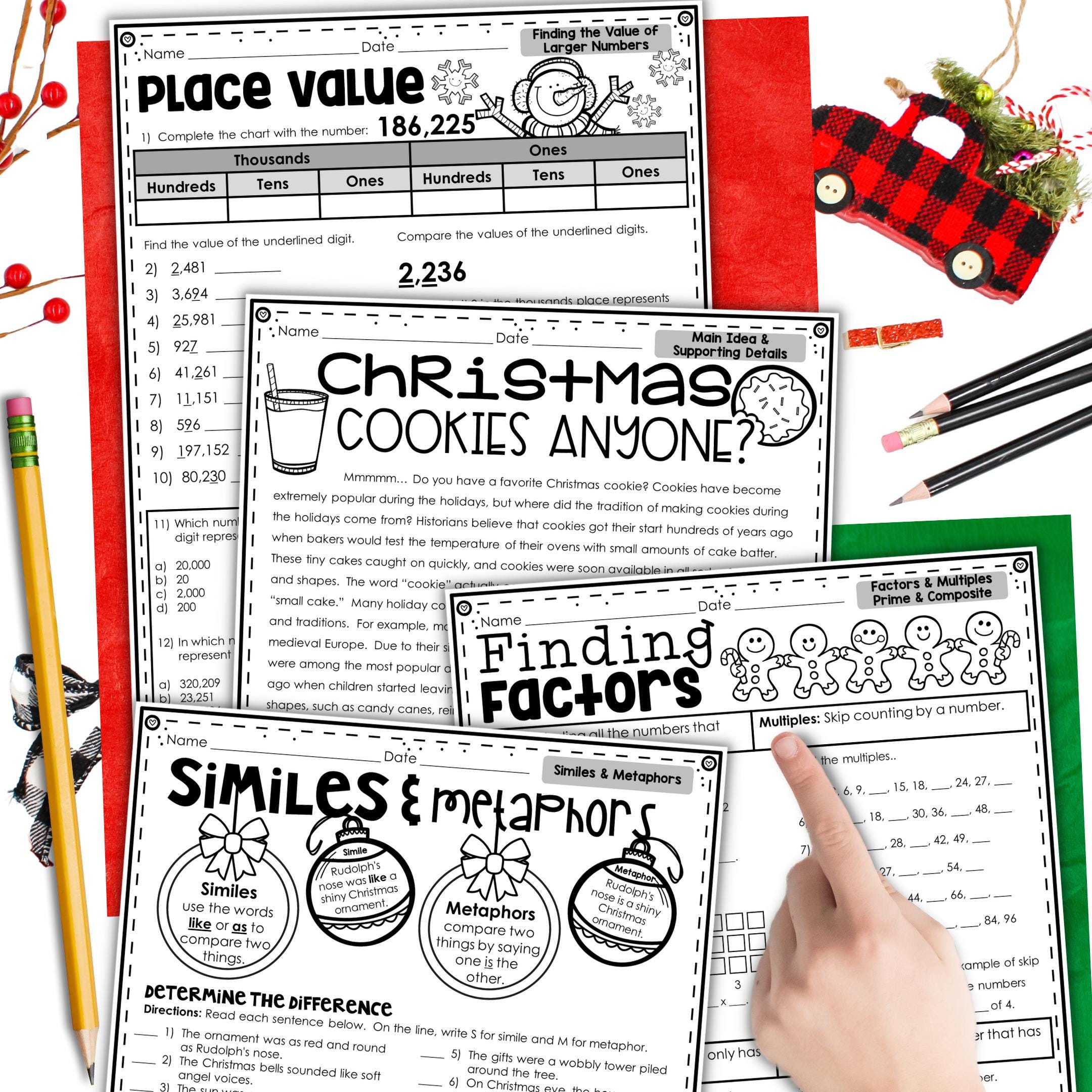 Christmas Math Reading Writing Worksheets | No Prep 4th–5th Grade ...