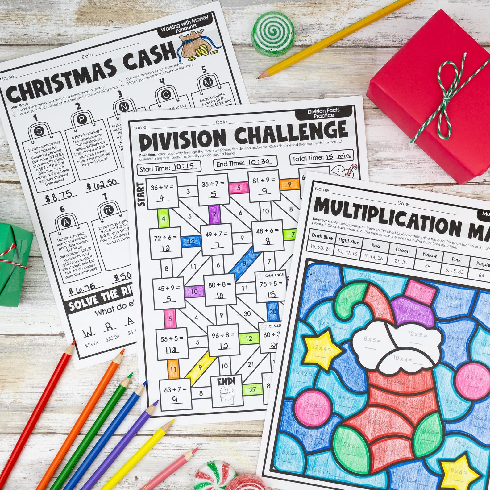 Christmas Math Activities Worksheets Printables, No Prep Activities ...