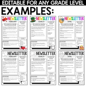 Editable Teacher Newsletter Templates for Parent Communication, School ...