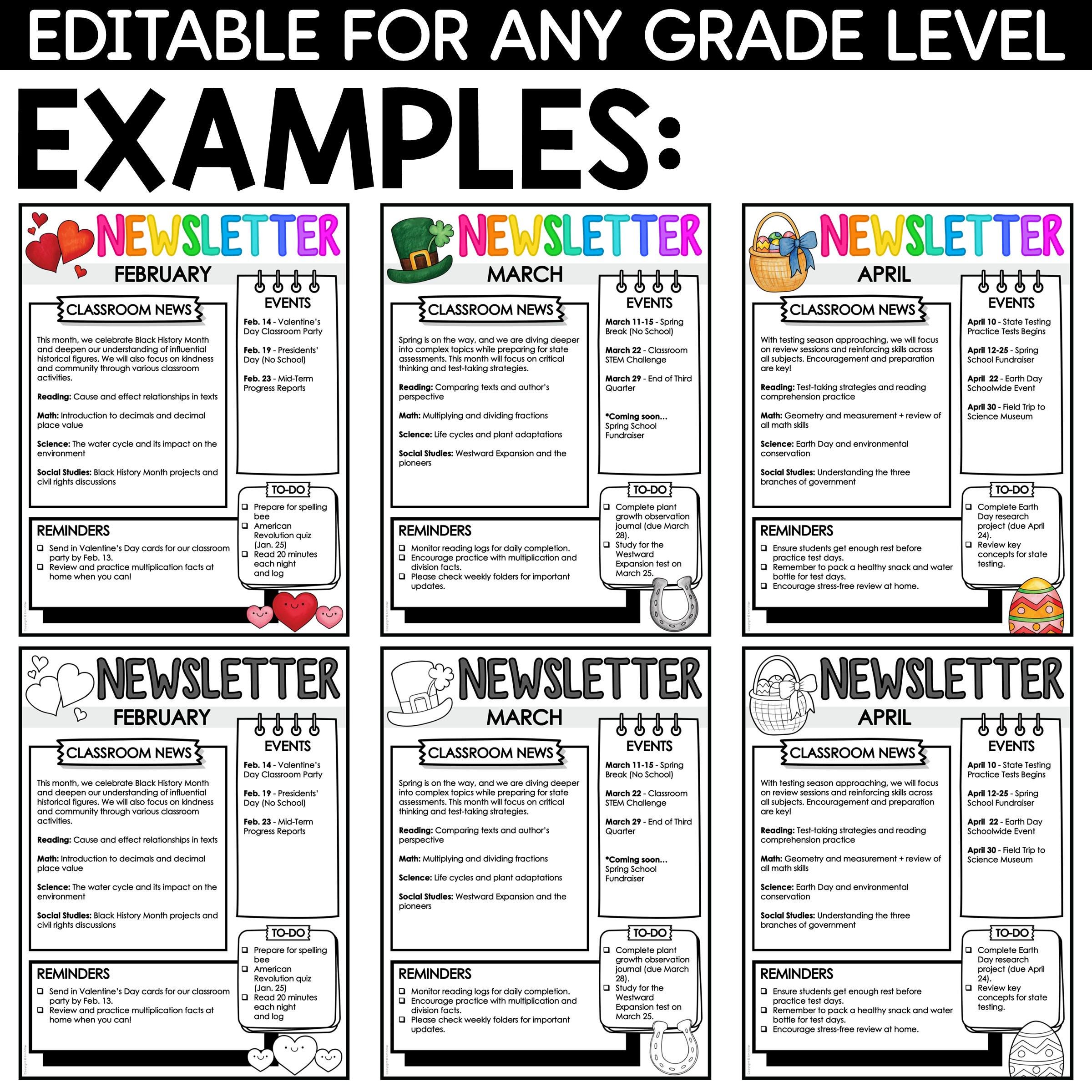 Editable Teacher Newsletter Templates for Parent Communication, School ...