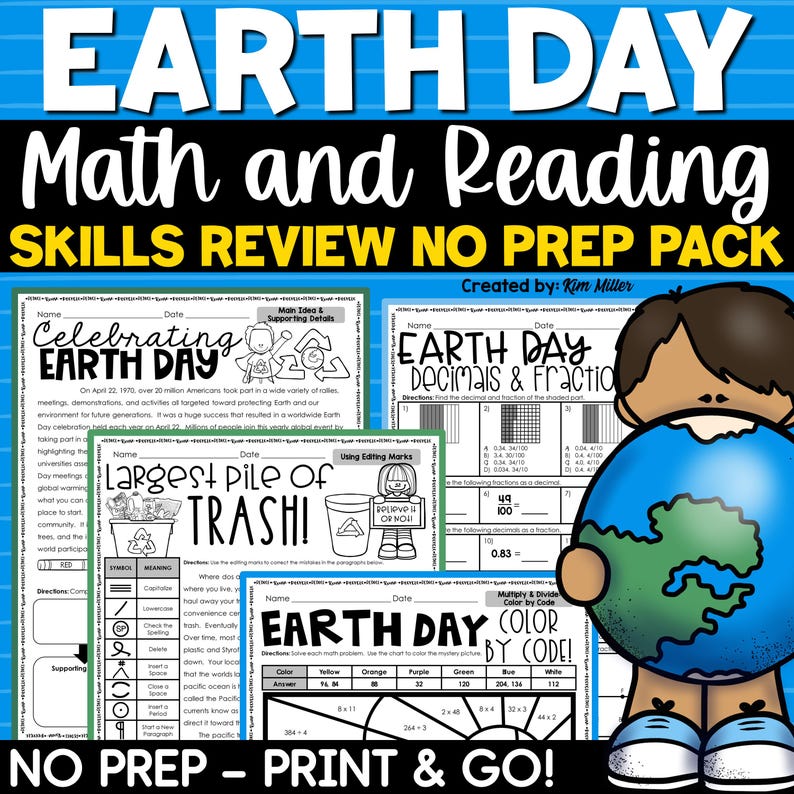 Earth Day Activities Math Reading Writing Worksheets Printables, No ...