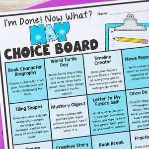 Early Fast Finishers Activities List + Choice Boards | Monthly I'm Done ...