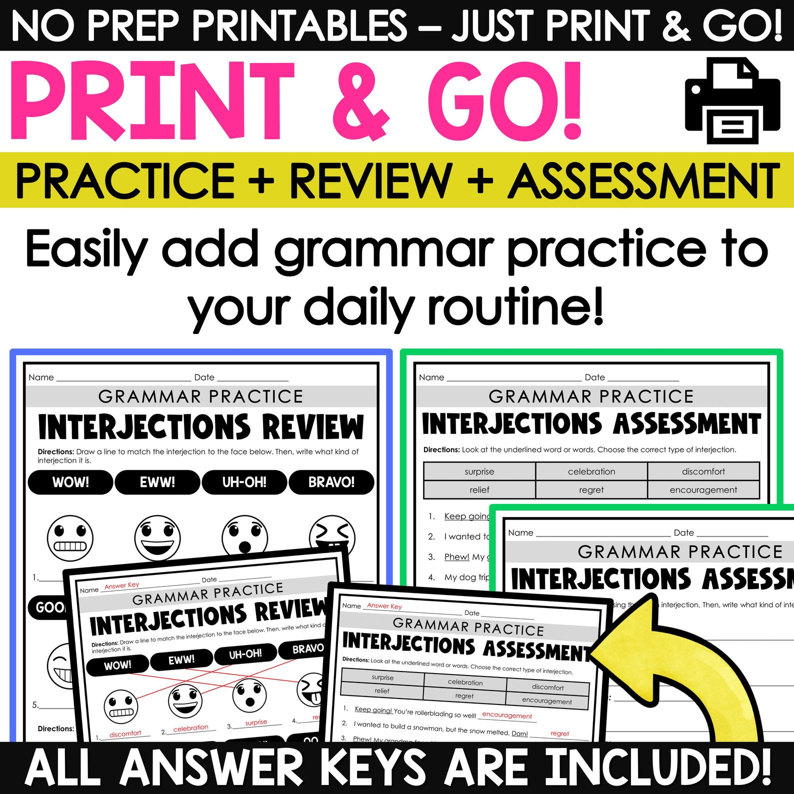 Parts of Speech Printable Worksheets, English Grammar Printable ...