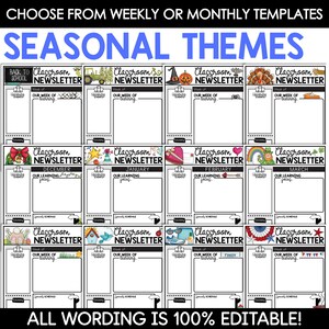Editable Classroom Newsletters Monthly Weekly Templates for Parent ...