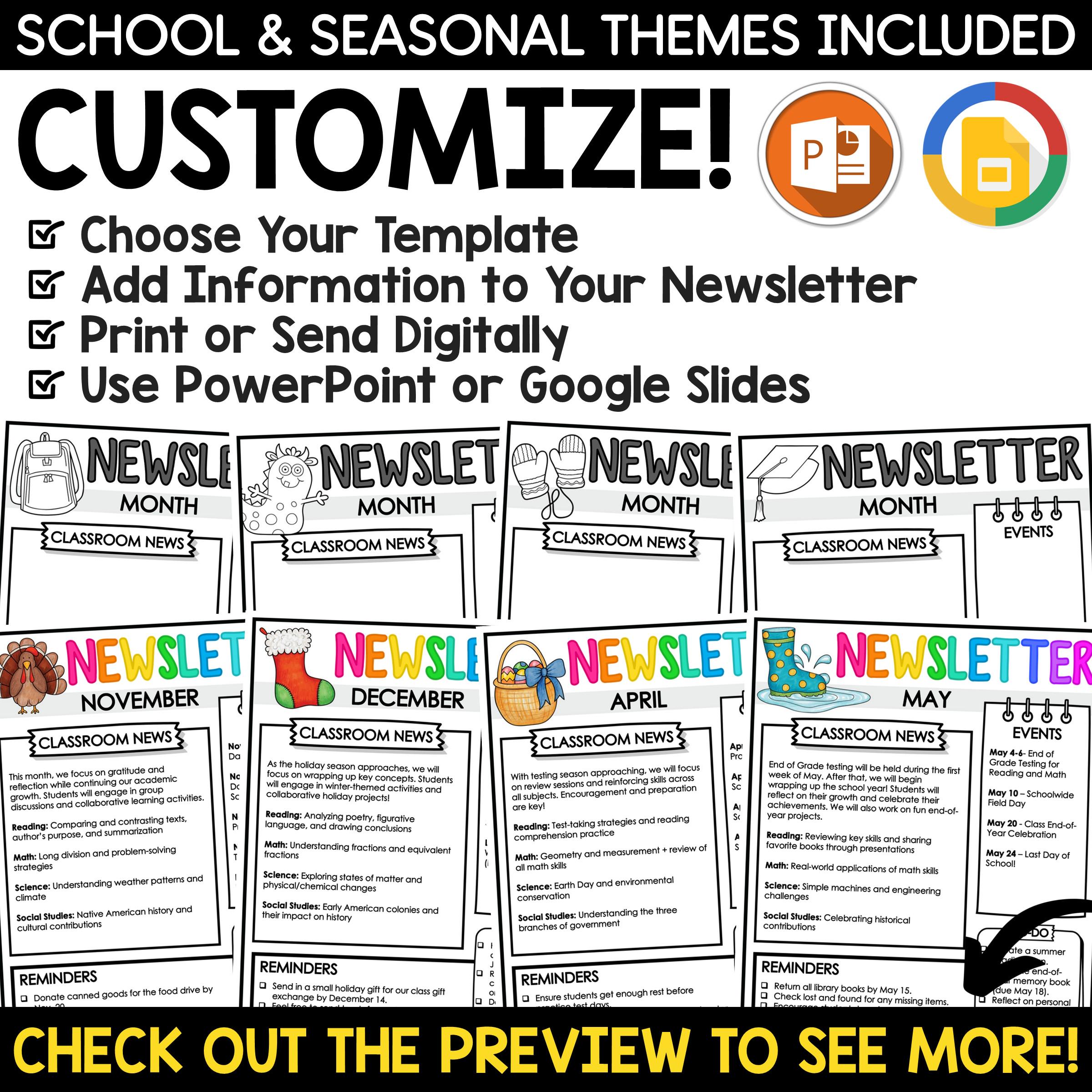 Editable Teacher Newsletter Templates for Parent Communication, School ...