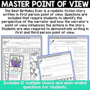 Point of View Worksheets Anchor Chart First Third Person Reading ...