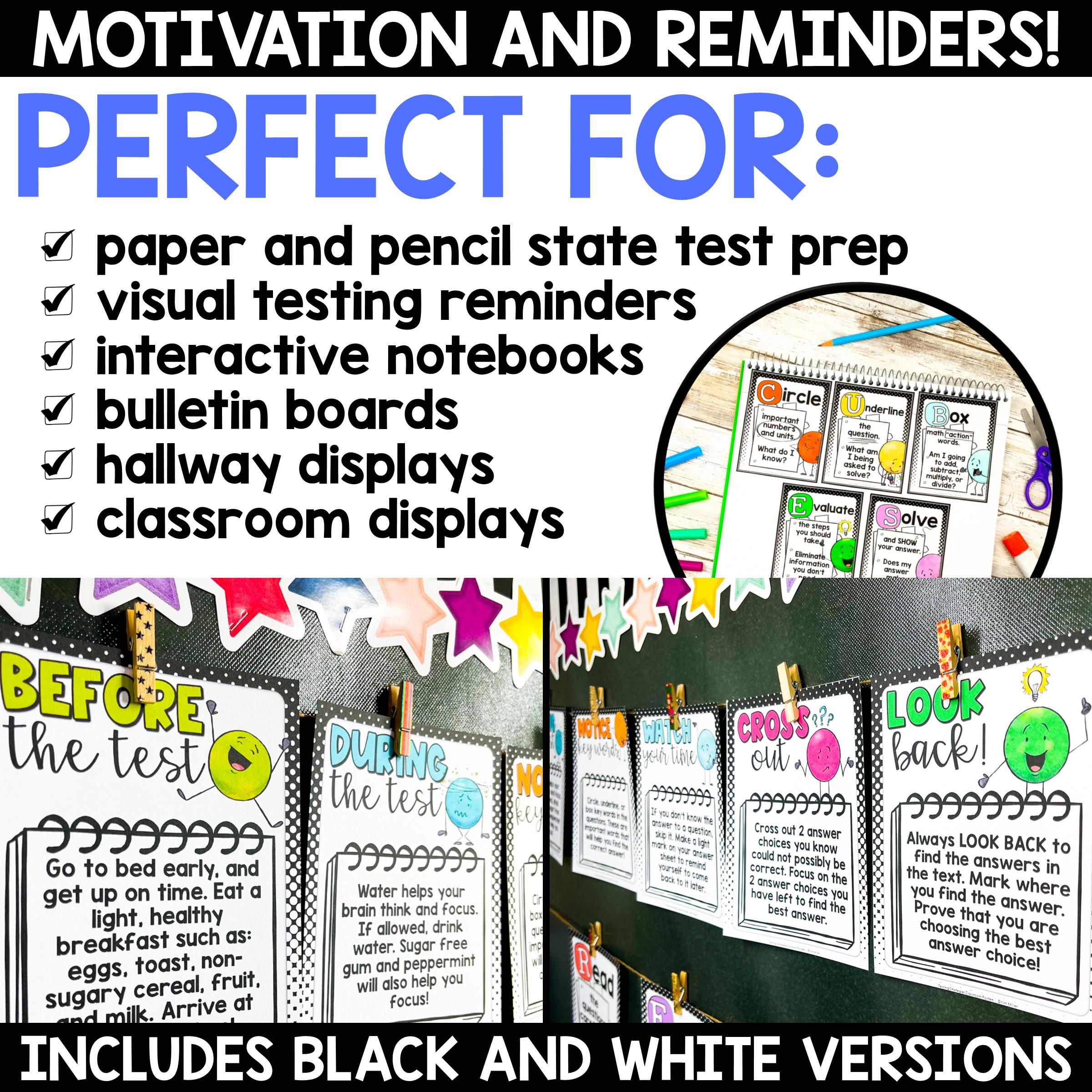 Test Taking Strategies Posters Printable | Motivational Testing ...