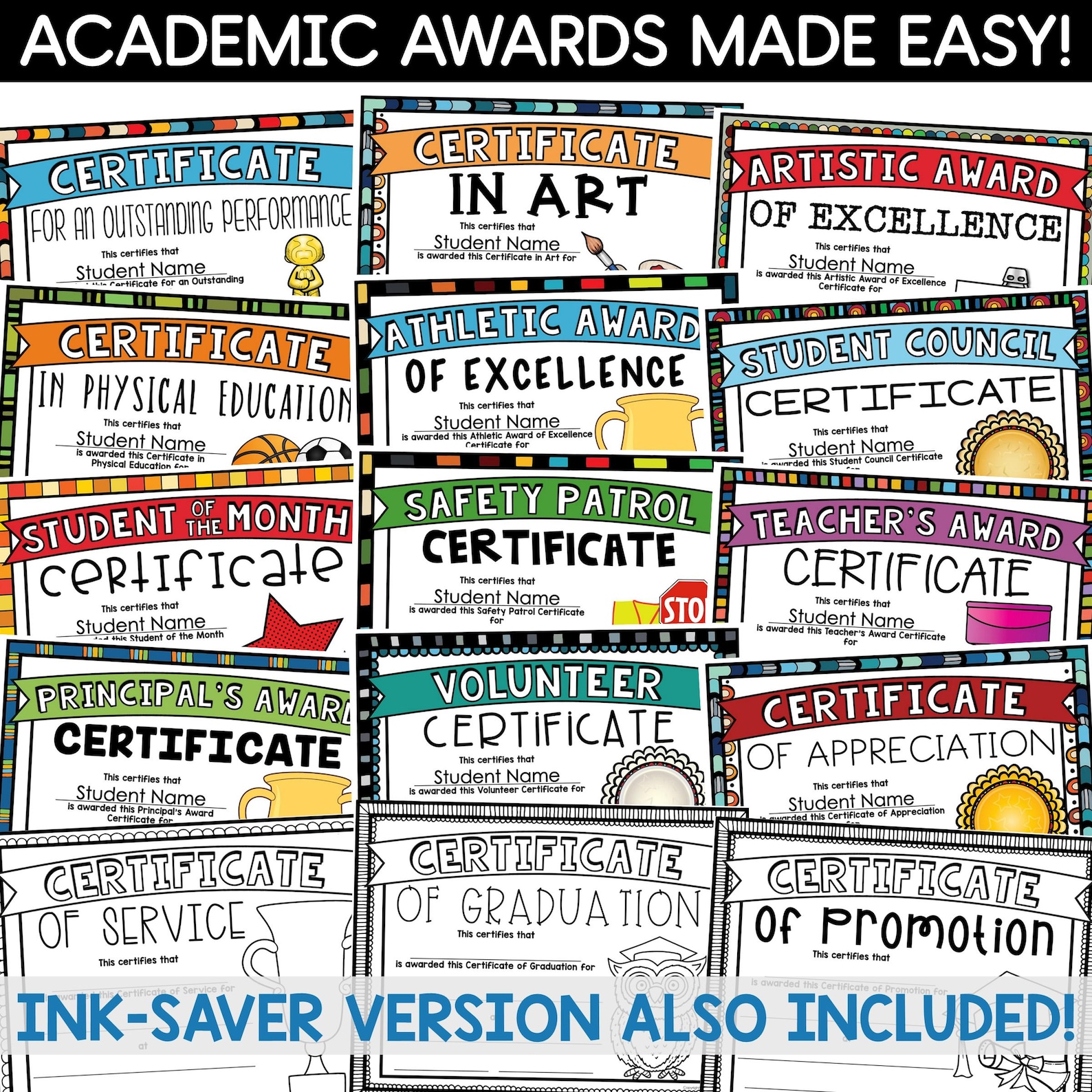 End of Year Academic Awards, Student Achievement Certificates for ...