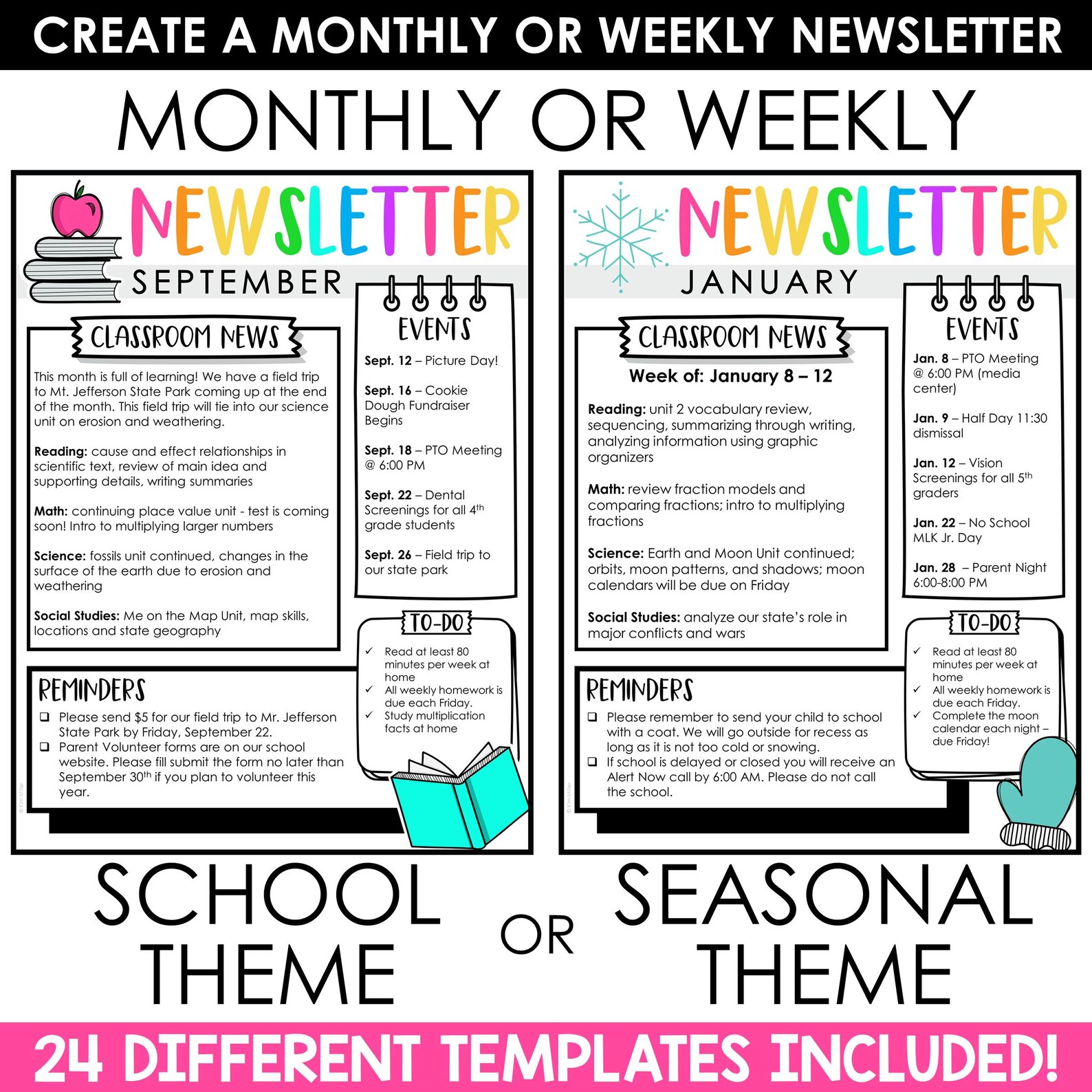 Editable Teacher Newsletter Templates for Parent Communication, School ...