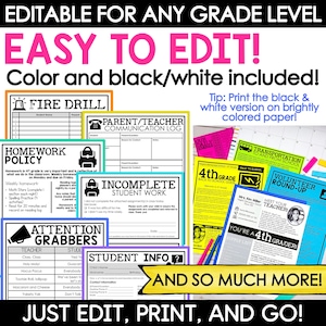 Welcome Back to School Letters and Forms Meet the Teacher Template ...