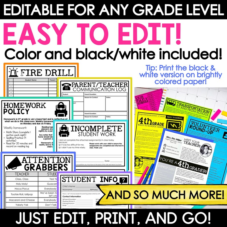 Welcome Back to School Letters and Forms Meet the Teacher Template ...