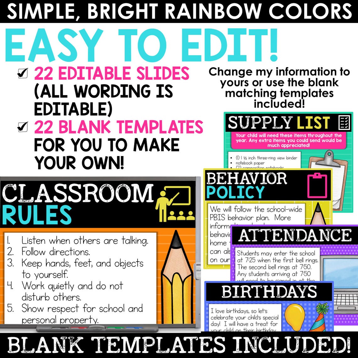 Back to School Slides Templates EDITABLE | Meet the Teacher Slideshow ...