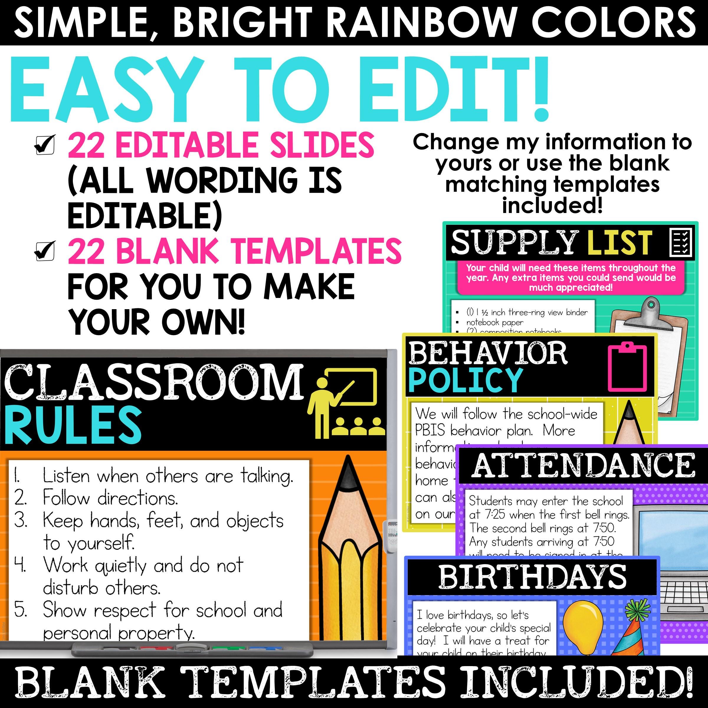 Back to School Slides Templates EDITABLE | Meet the Teacher Slideshow ...