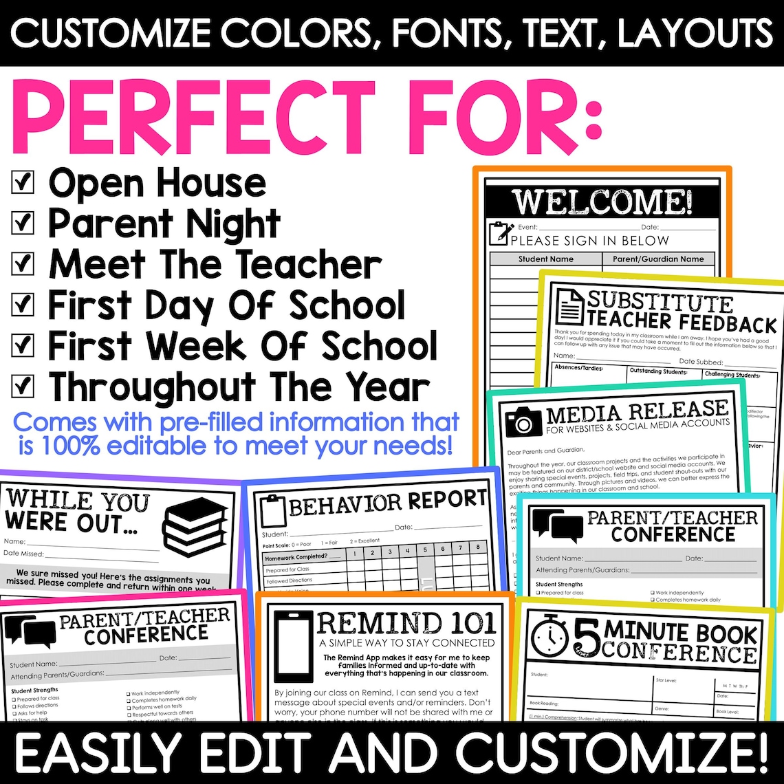 Welcome Back to School Letters and Forms Meet the Teacher Template ...
