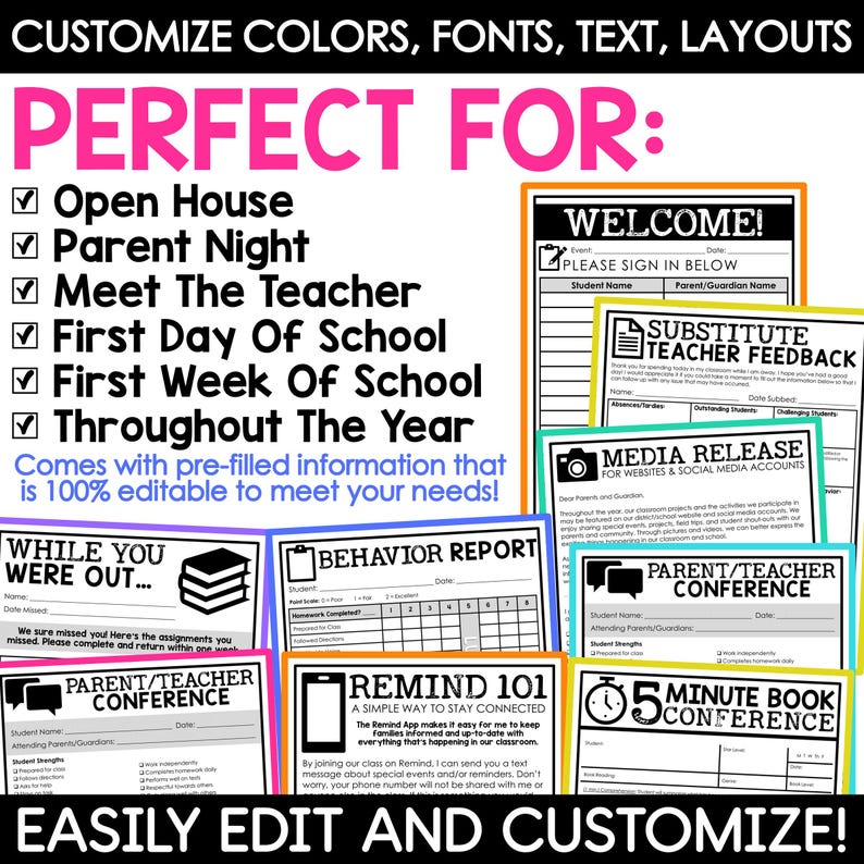 Welcome Back to School Letters and Forms Meet the Teacher Template ...