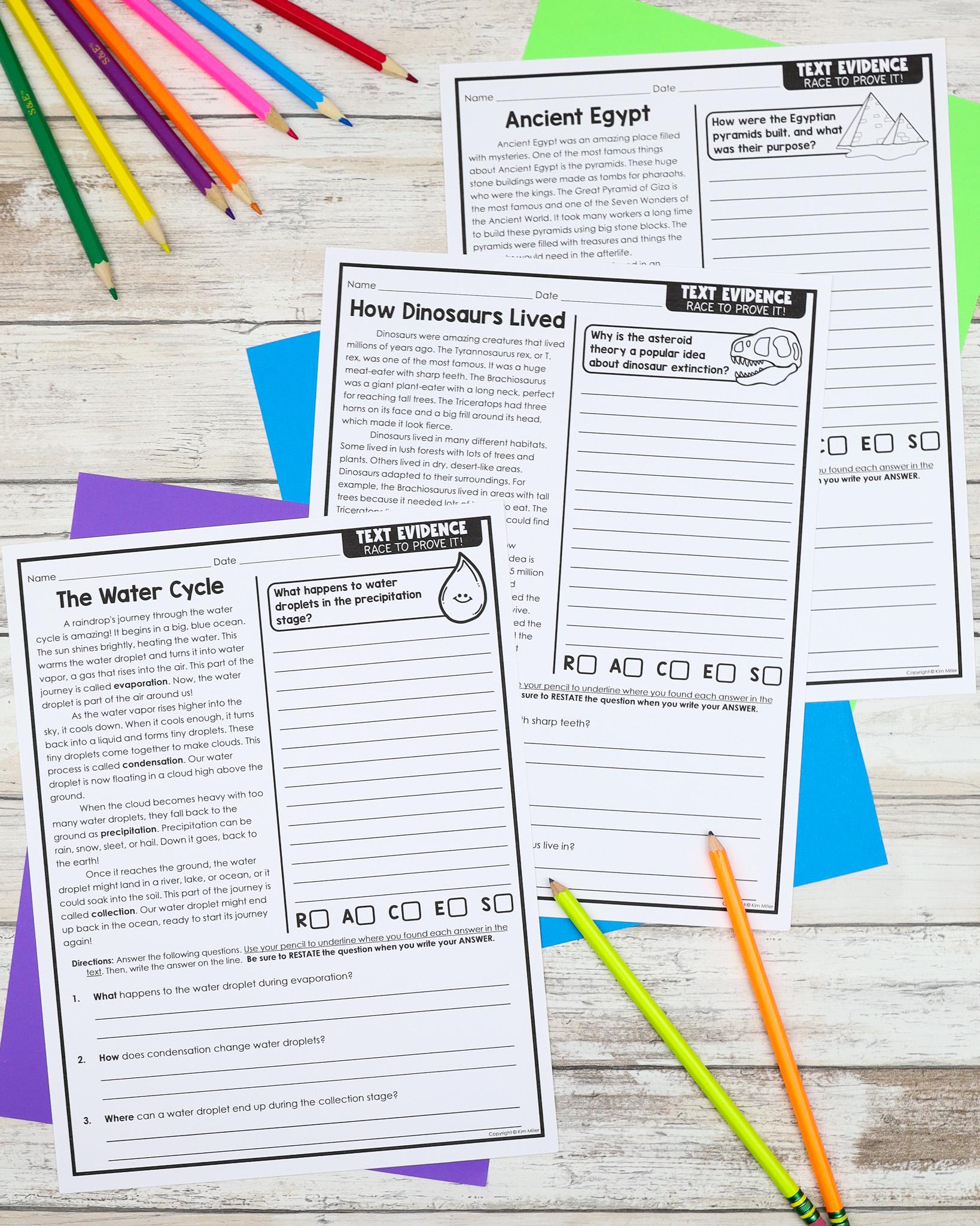 RACES Writing Strategy Anchor Chart Text Evidence Worksheets Reading ...