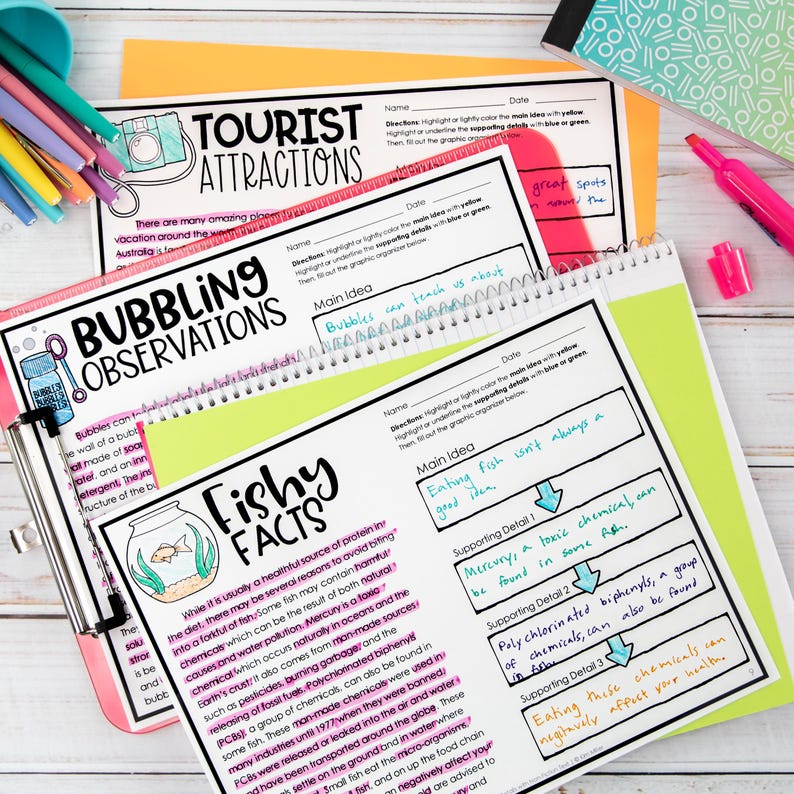 Main Idea and Supporting Details Worksheets 3rd, 4th, 5th Grade ...