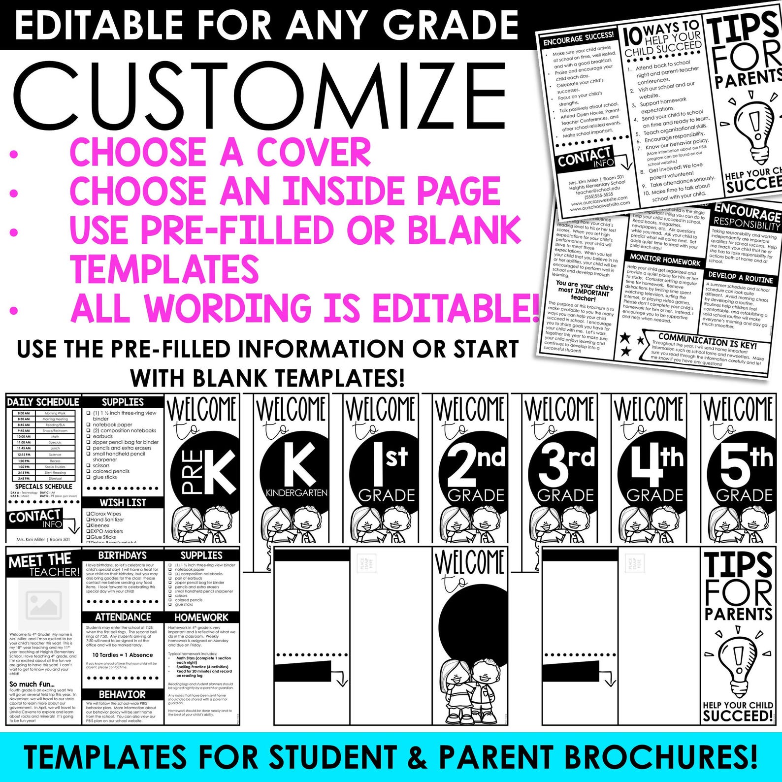 Welcome Back to School EDITABLE Letter Brochure Meet the Teacher ...